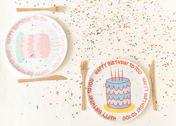 Pink Happy Birthday Cake Melamine Dinner Plate - Coton Colors Company